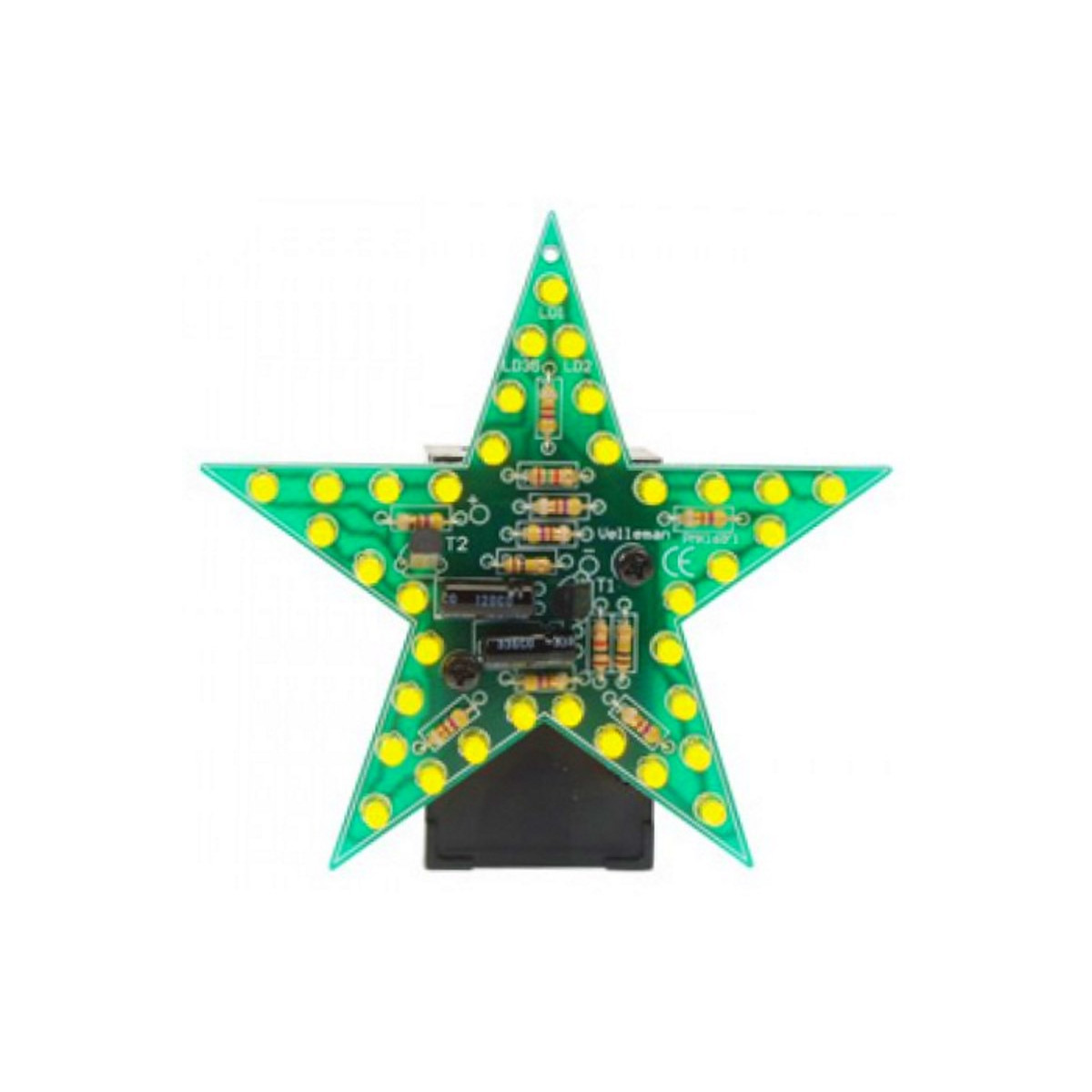 KIT Flashing star with 35 yellow LEDs with 9 12V DC battery