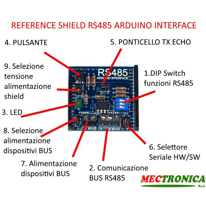 Shield RS485 Arduino interfaccia professionale universale 3,3V 5V MAX485