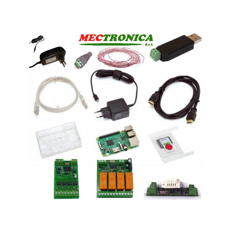 KIT domotica DomoRPI Raspberry PI RS485 I/O temperatura umidità emoncms ...