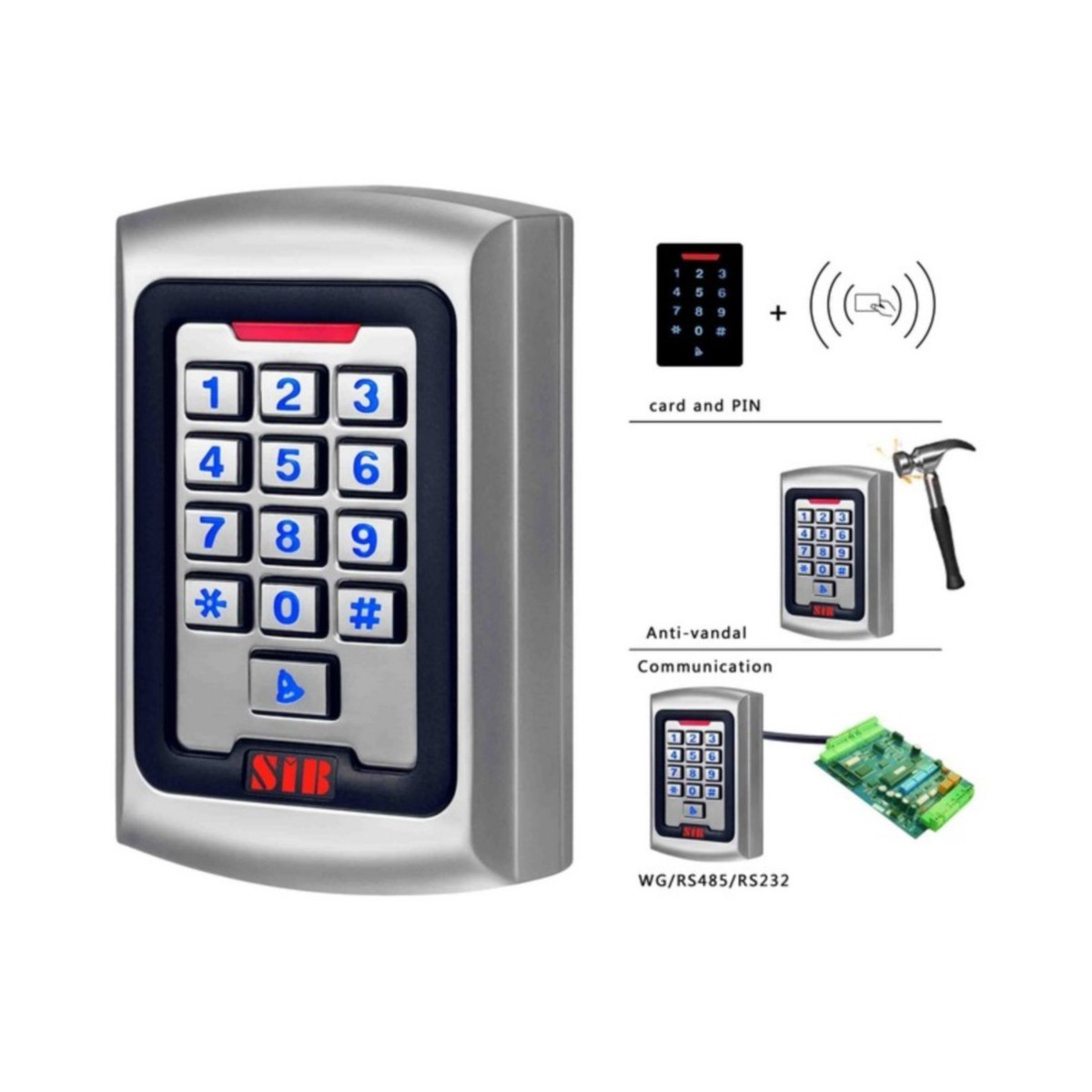 RFID electronic lock + Vandal-proof metal keypad external internal 2000 ...