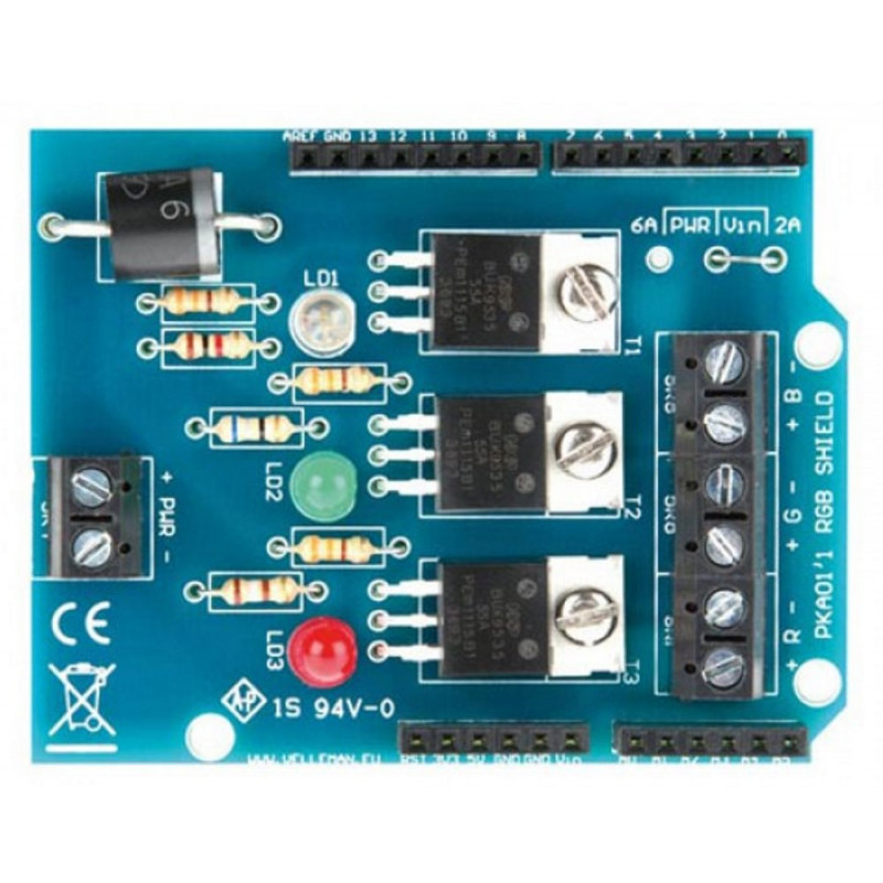 Shield RGB PWM Arduino controllo LED MAX 50V 6A ideale per strisce ...