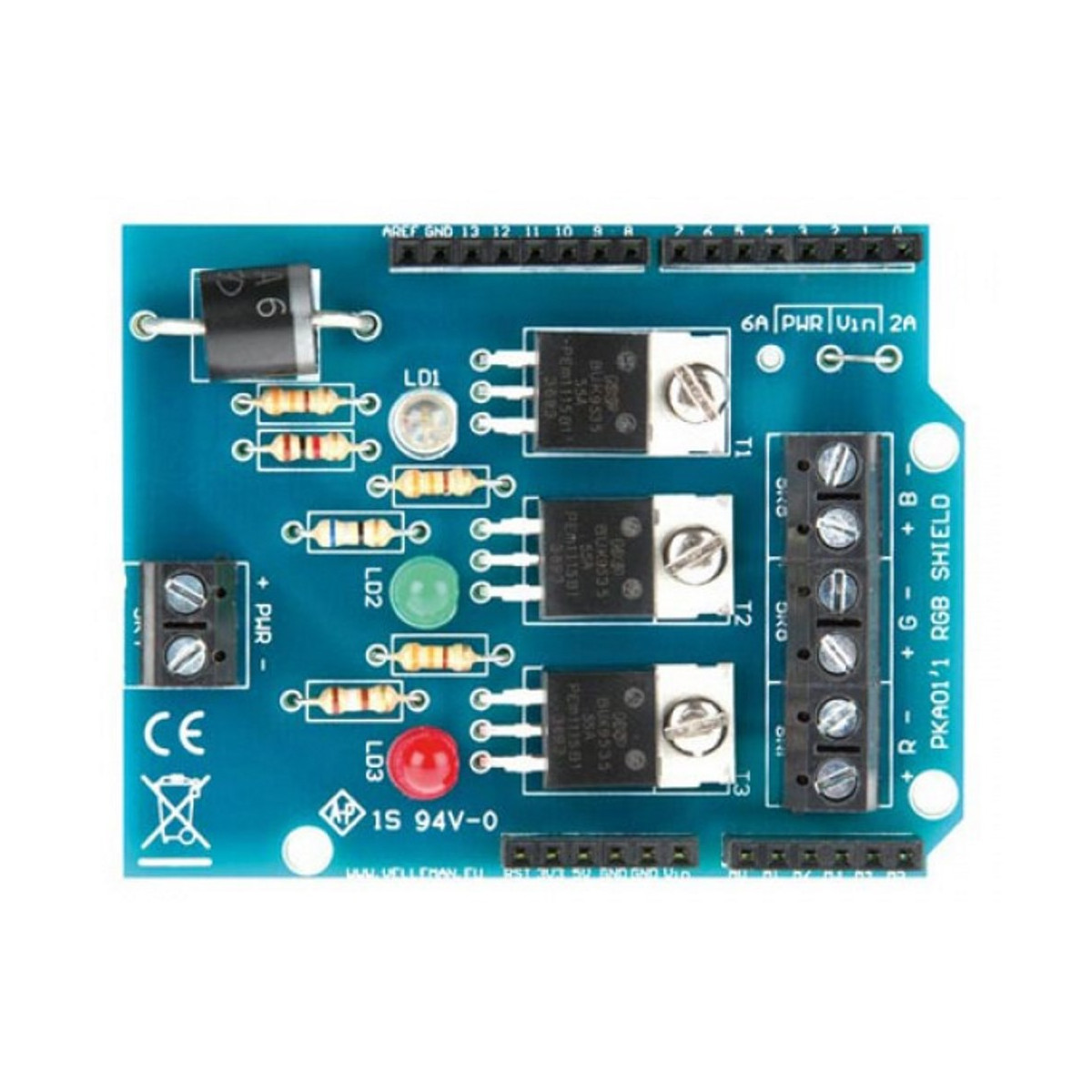 KIT SHIELD RGB Pwm Arduino Contrôle LED Max 50V 6A Idéal Pour Bandes ...