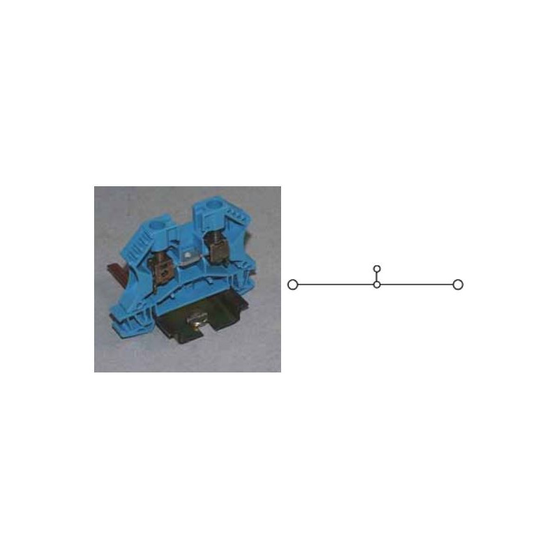 41A 6mm2 800V cable clamp to DIN rail guide module 2 blue terminals screw terminal