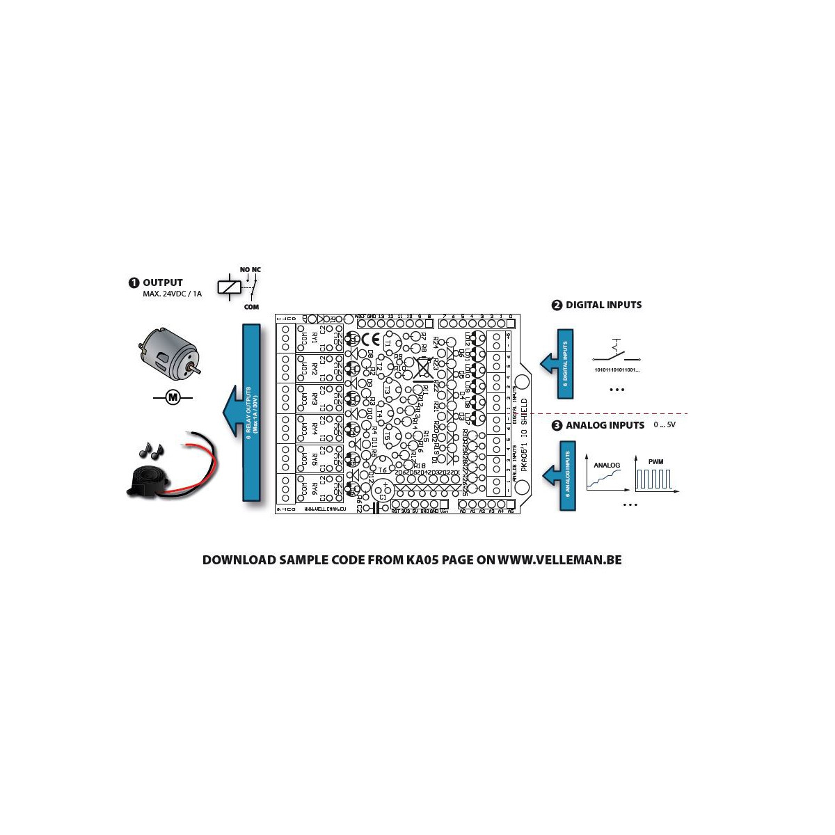 SHIELD KIT 6 in digital 6 in analogue 6 relay outputs FOR ARDUINO