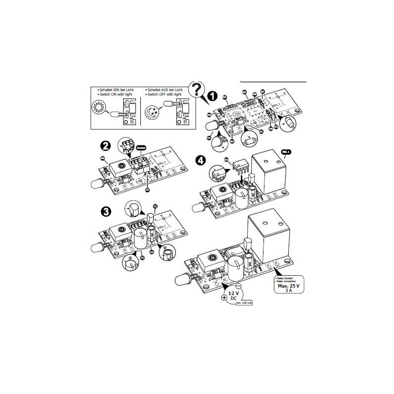 KIT interruttore crepuscolare notte giorno barriera luce 12V DC con ...