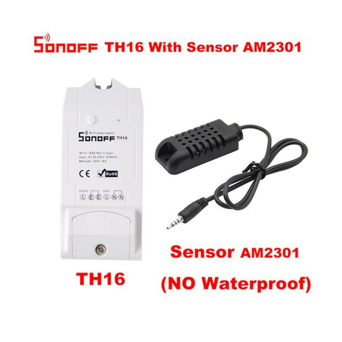 Sonoff TH16 interruptor WiFi 16A 250V + sensor de temperatura de ...
