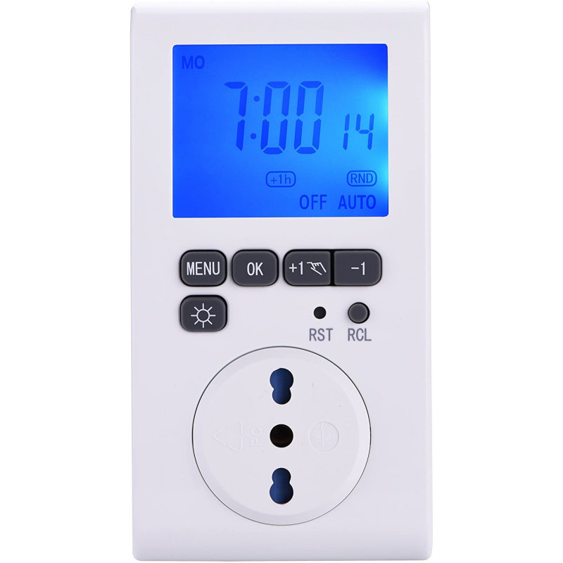 Timer settimanale digitale schermo LCD retro-illuminato a led Electraline 58107