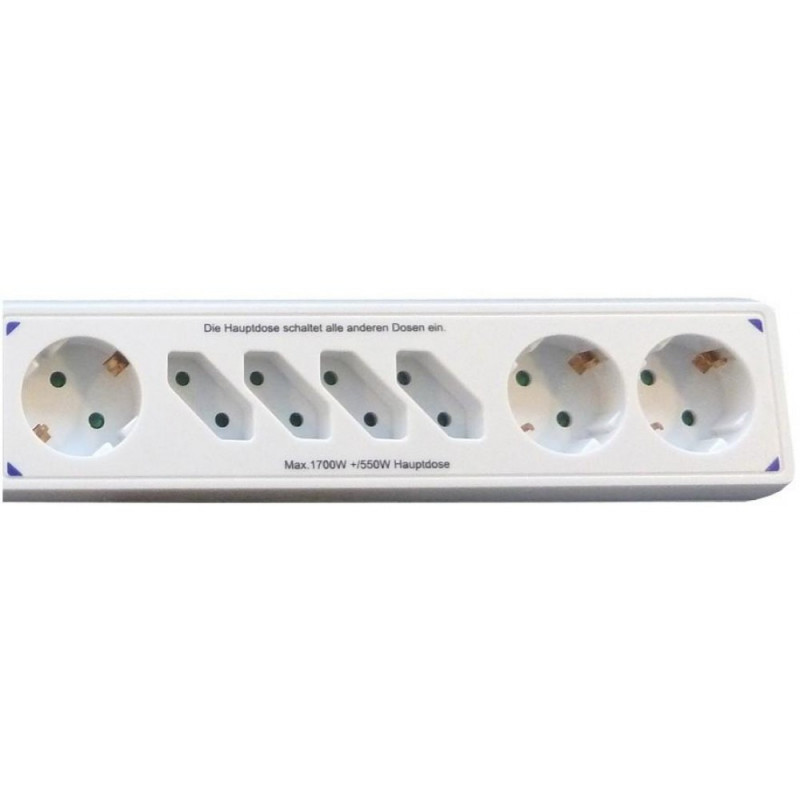 Multi-Socket Master Slave 4 Schuko + 4 Italian White Energieeinsparung