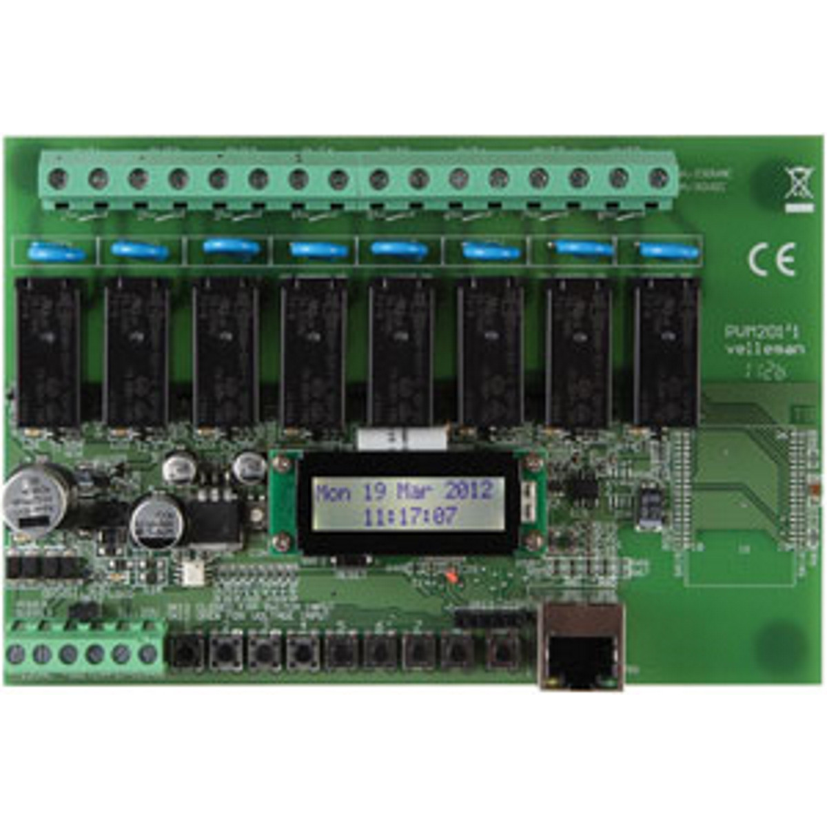 Ethernet interface LAN output 8 relays 1 input LCD display timer WEB ...