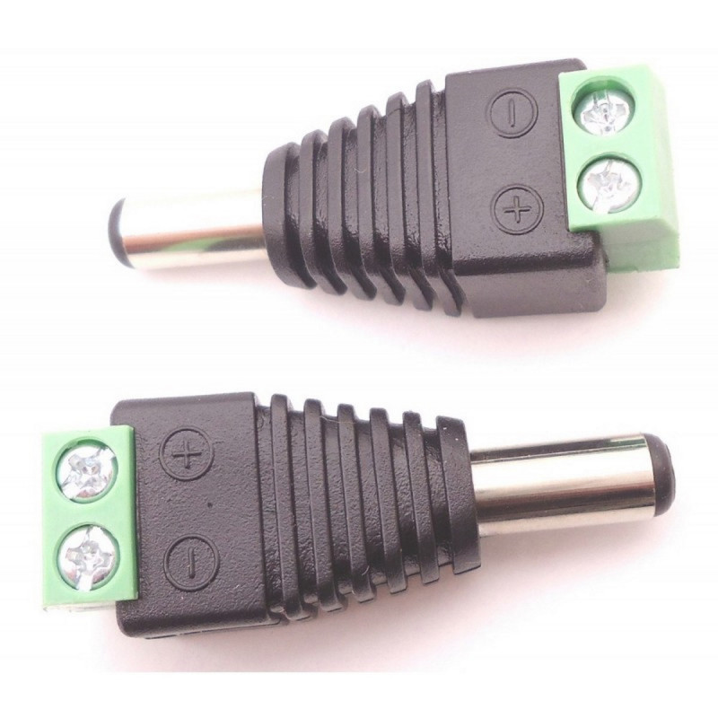 Standard male DC plug adapter with 2 screw terminals
