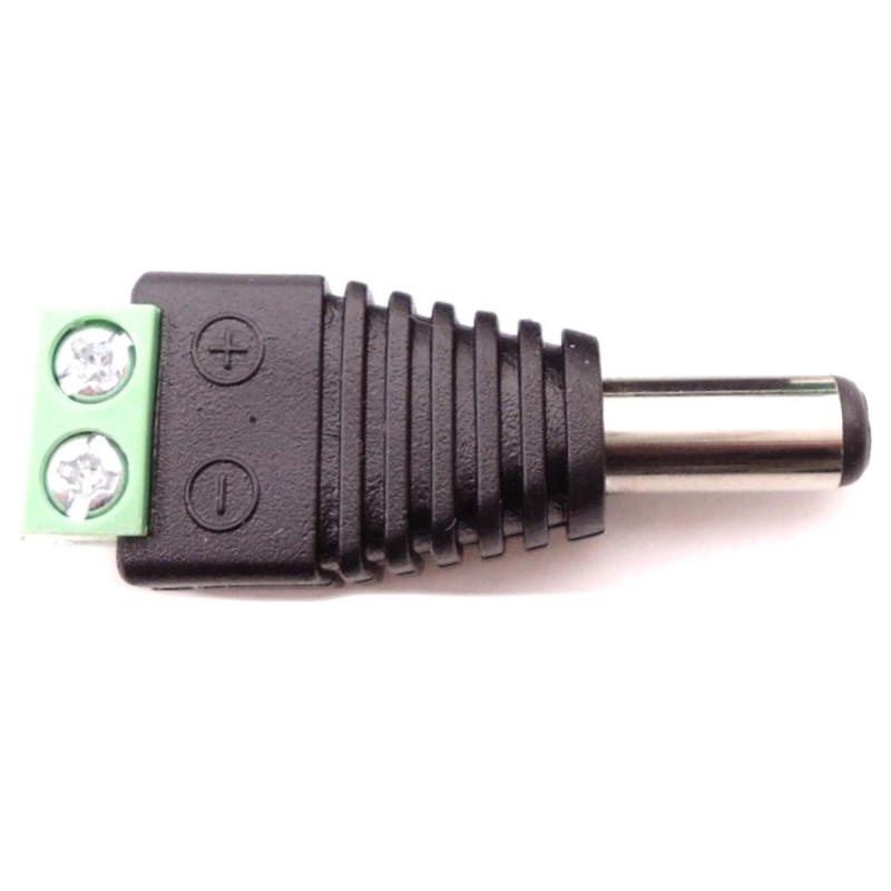 Standard male DC plug adapter with 2 screw terminals