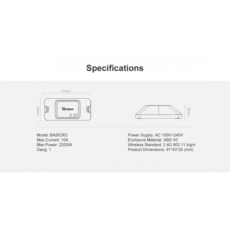 Sonoff BASIC R3 Switch 10A Wifi Smart wireless control with APP andWeLink