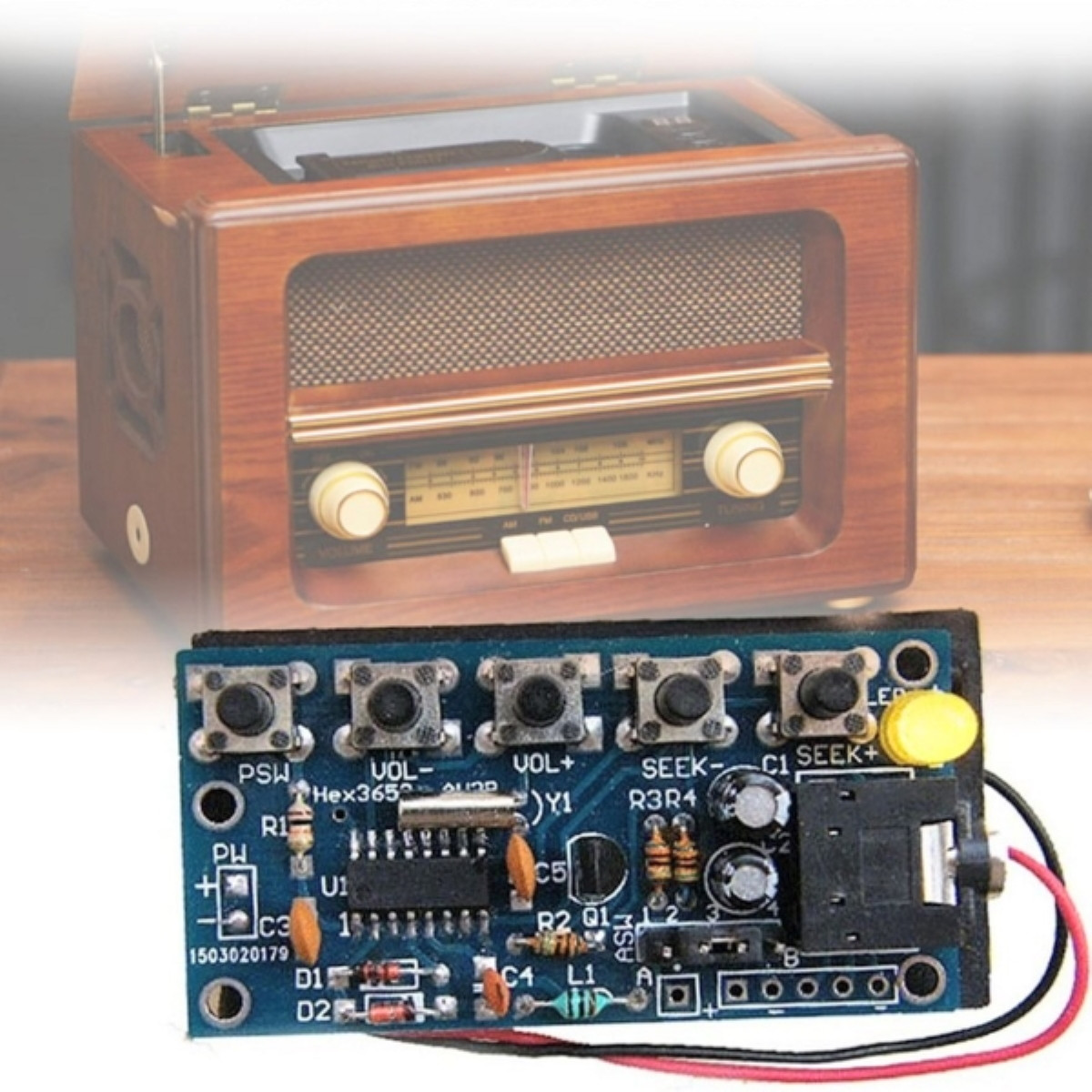 FM receiver KIT 76-108 MHz STEREO digital chip HEX3653 headphone jack ...