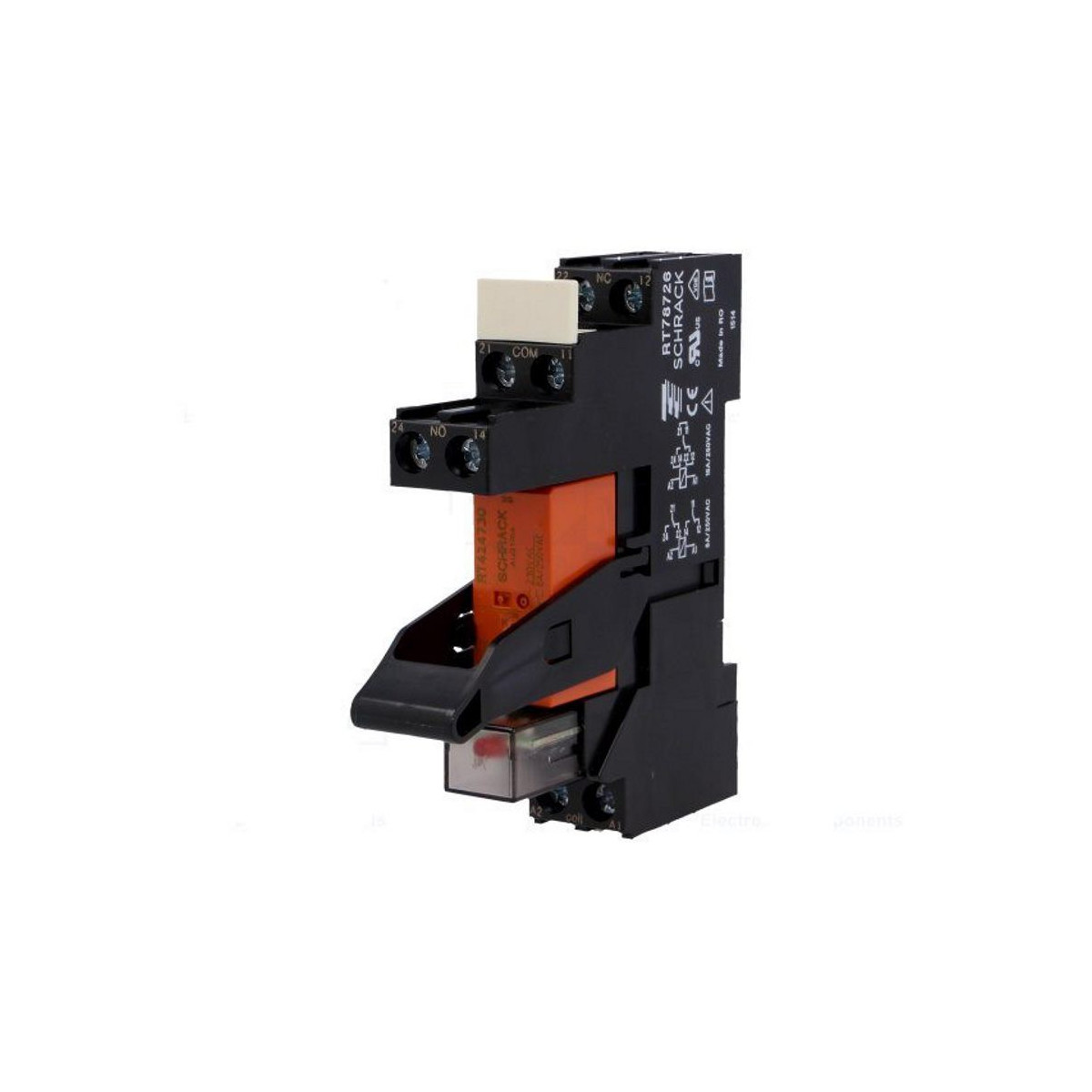 Relay module DPDT 8A 250V AC DC coil 230V AC DIN rail support base