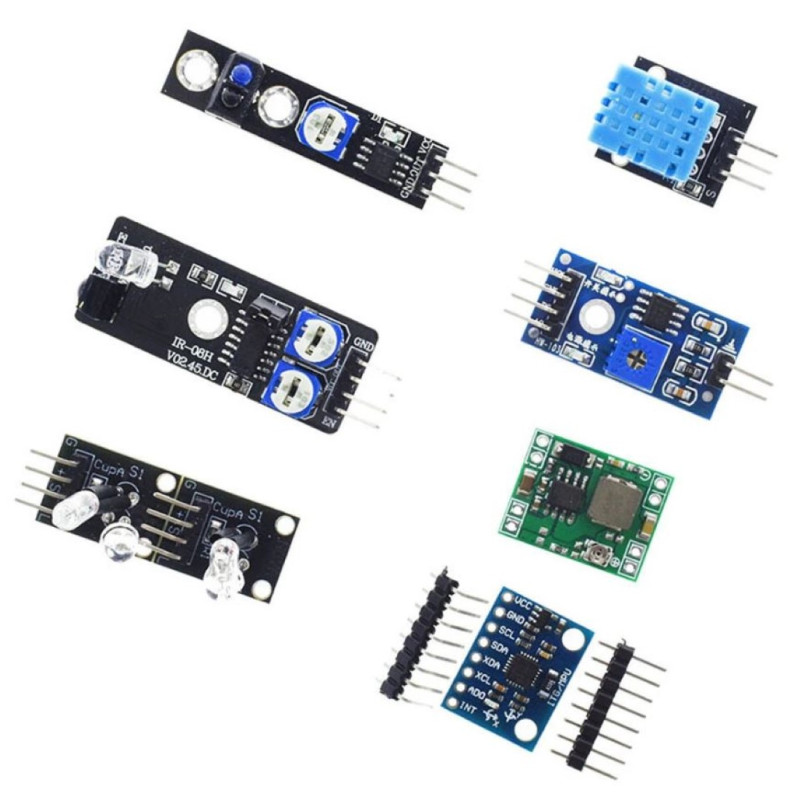 Ensemble de 45 capteurs et accessoires pour Arduino et systèmes embarqués