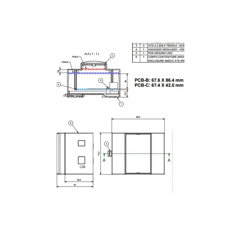 Panel module enclosure for Arduino UNO with DIN rail mounting