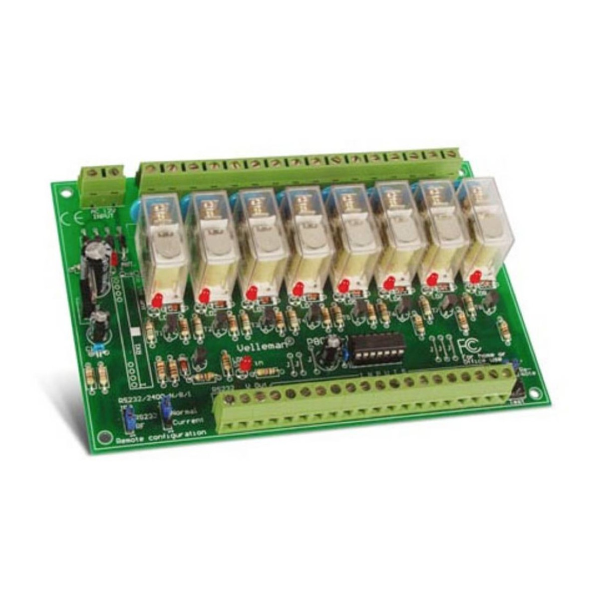 KIT 8 multifunction 5A 230V relay board with digital inputs and RS232