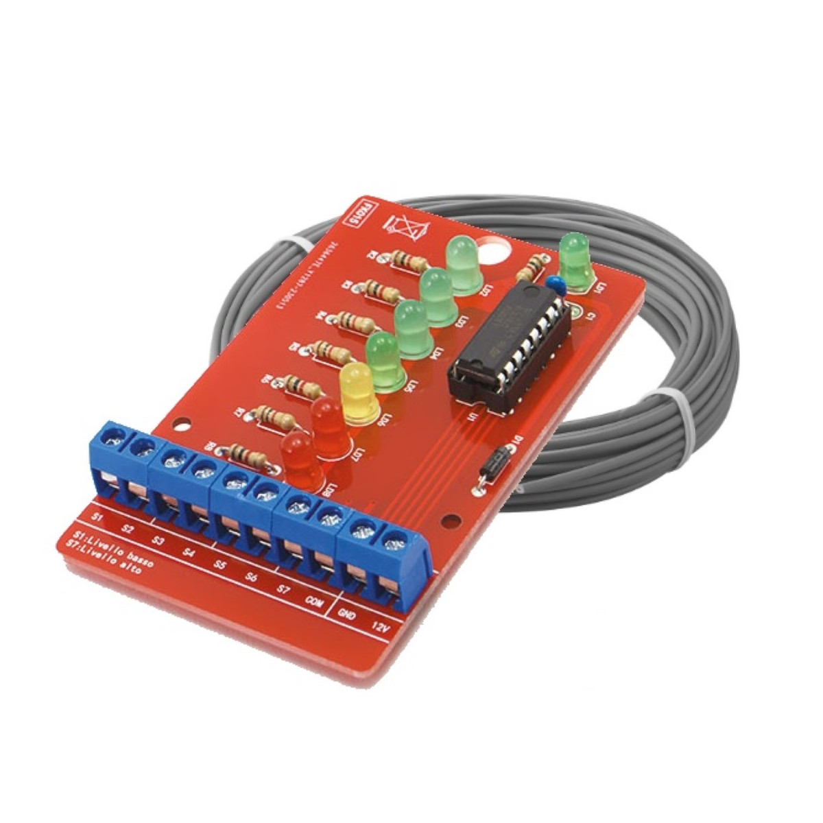 Liquid level indicator KIT for tanks with 7 colored LEDs